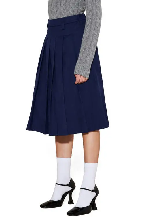 English Factory Pleated Cotton Midi Skirt