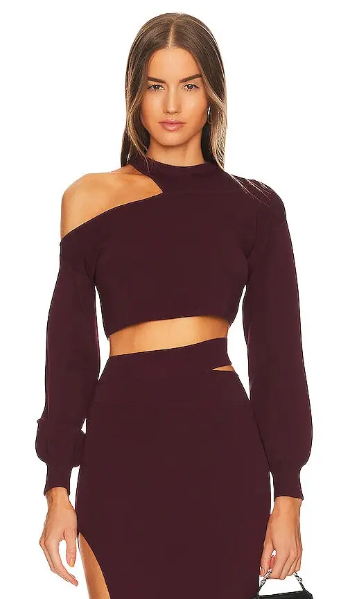MICHAEL COSTELLO Asymmetrical Cut Out Dolman Sweater