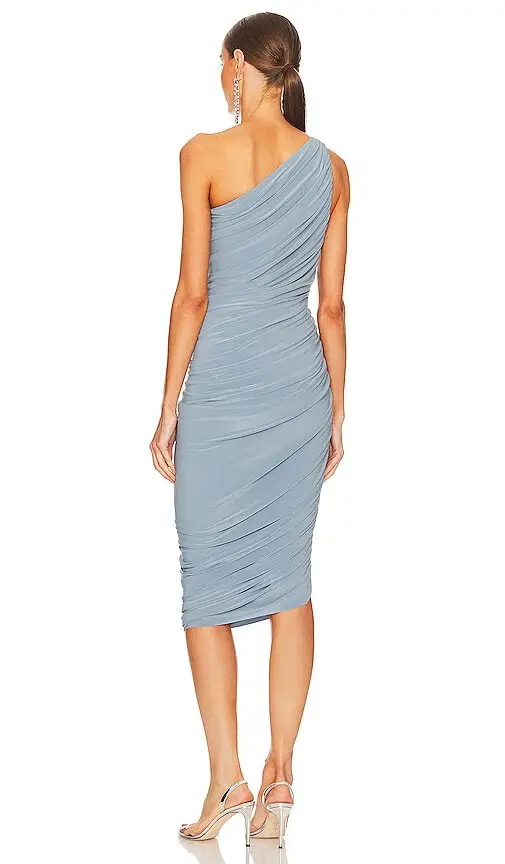 Norma Kamali One Shoulder Ruched Dress - Soft Blue