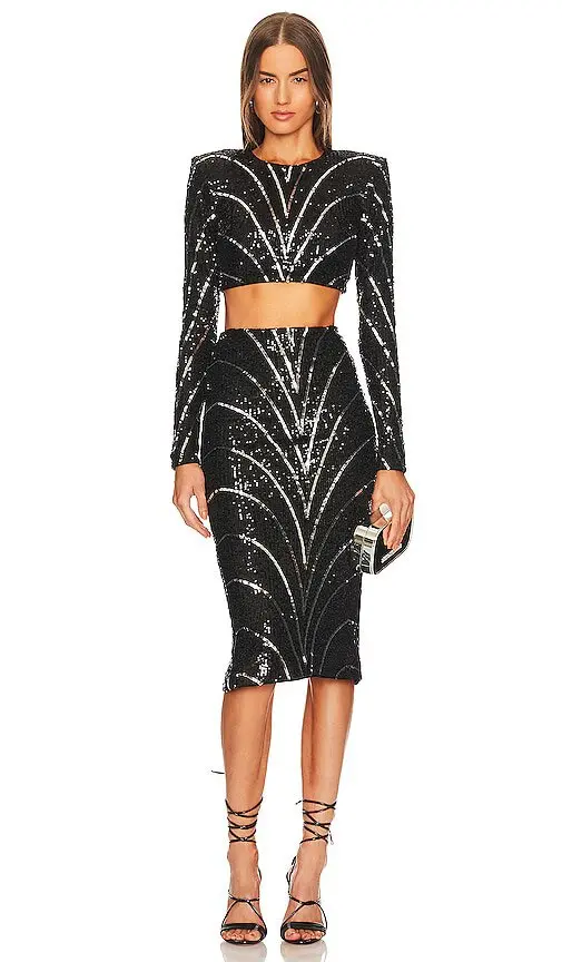 MICHAEL COSTELLO X Leonie Sequin Midi Skirt