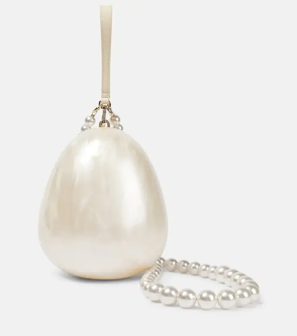 Simone Rocha Egg Leather-trimmed Clutch - White