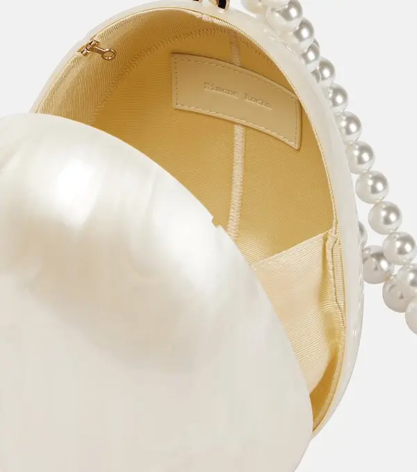 Simone Rocha Egg Leather-trimmed Clutch - White