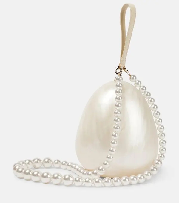 Simone Rocha Egg Leather-trimmed Clutch - White
