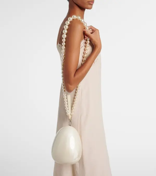 Simone Rocha Egg Leather-trimmed Clutch - White