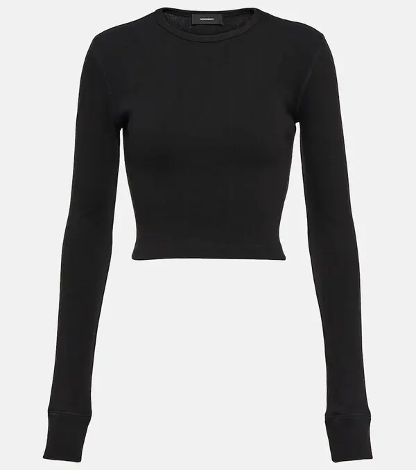 Wardrobe.NYC X Hailey Bieber Hb Cotton-blend Jersey Crop Top - Black