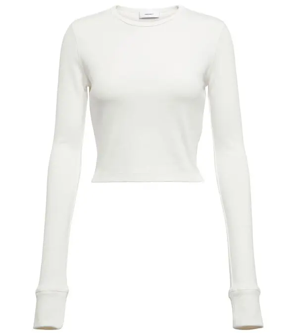Wardrobe.NYC X Hailey Bieber Hb Cotton-blend Jersey Crop Top - White