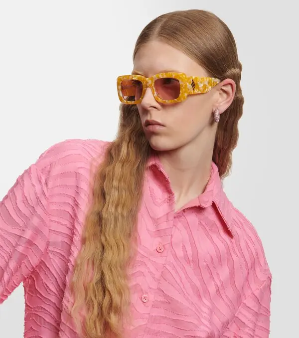 Attico X Linda Farrow Marfa Rectangular Sunglasses - Yellow