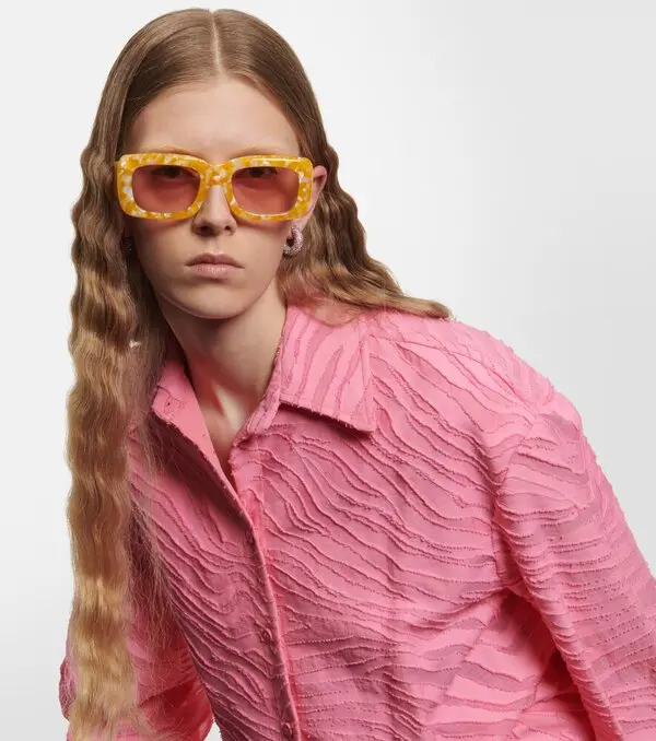 Attico X Linda Farrow Marfa Rectangular Sunglasses - Yellow
