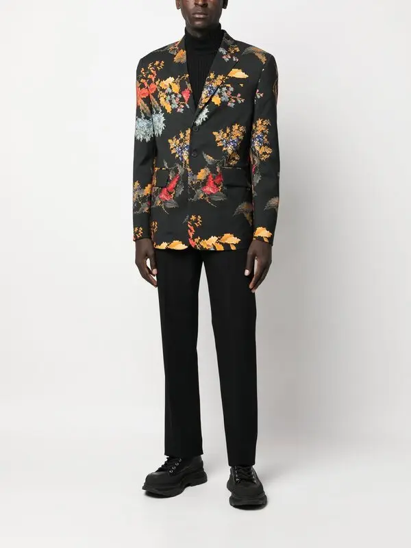 COUNTY OF MILAN Floral-print Single-breasted Blazer