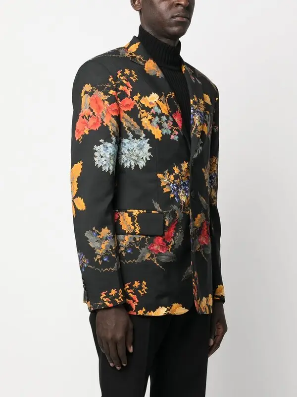 COUNTY OF MILAN Floral-print Single-breasted Blazer