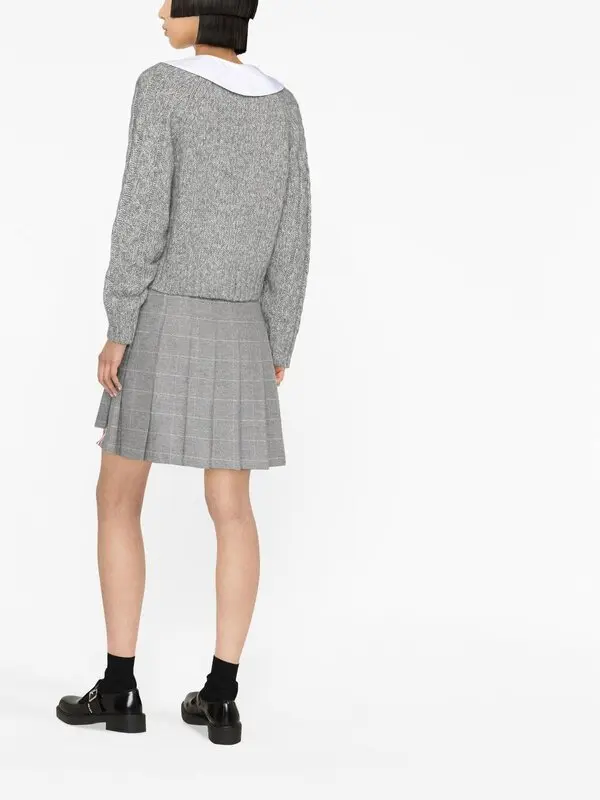 GANNI Contrasting-collar Cable-knit Cardigan