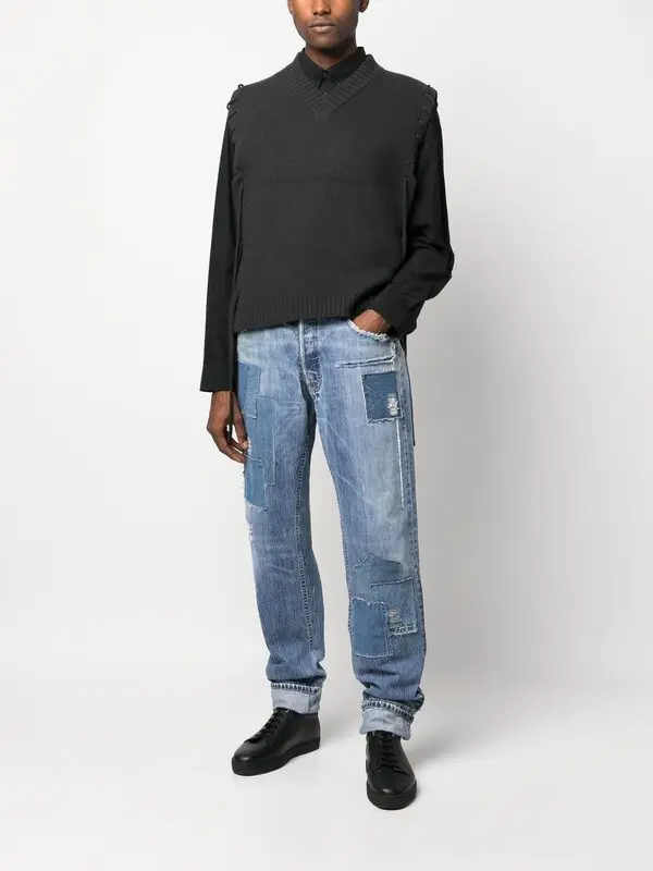 GREG LAUREN Patchwork Straight-leg Jeans