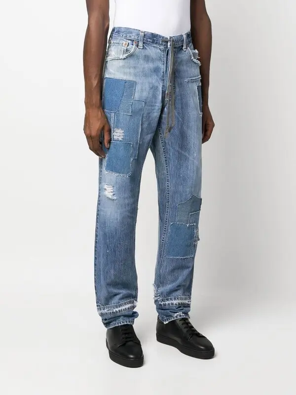 GREG LAUREN Patchwork Straight-leg Jeans