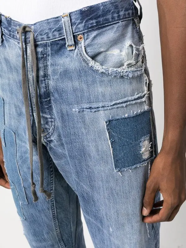 GREG LAUREN Patchwork Straight-leg Jeans
