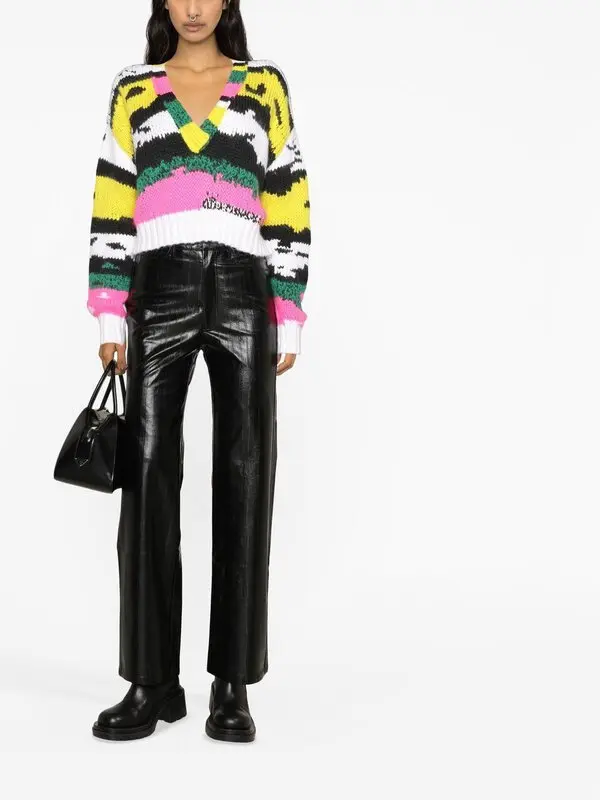 Philosophy Di Lorenzo Serafini Patterned-jacquard Chunky-knit Cardigan