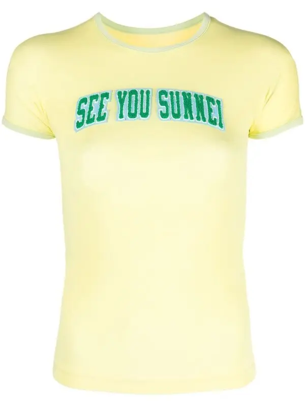 Sunnei Appliqué Slogan T-shirt - Yellow
