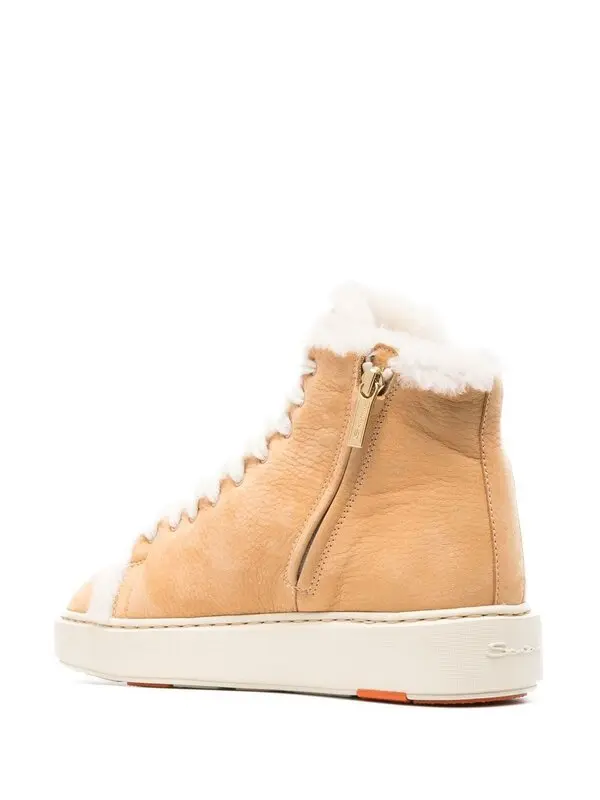 Santoni Shearling-trim High-top Sneakers