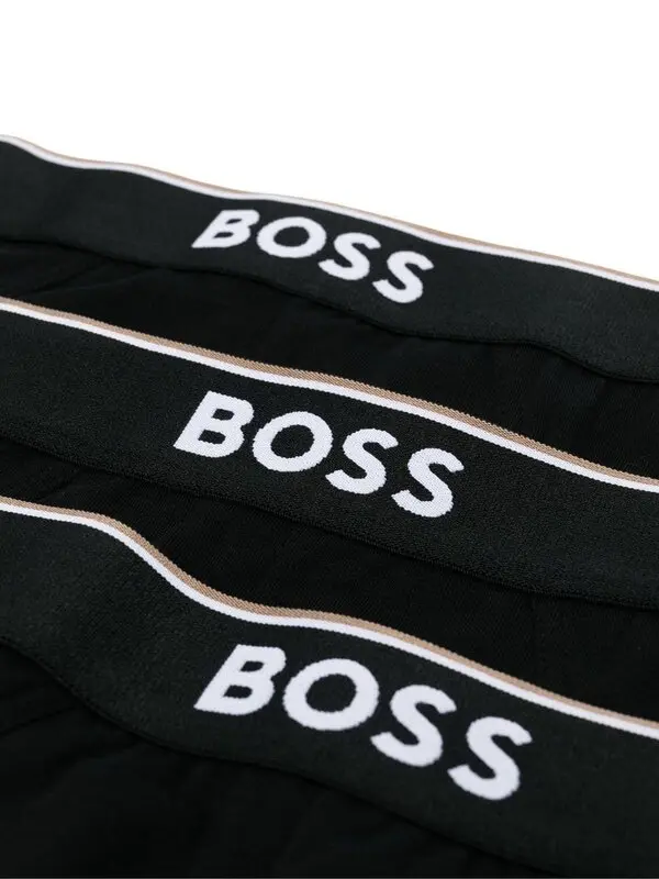 BOSS Logo-waistband Briefs Set Of 3 - Black