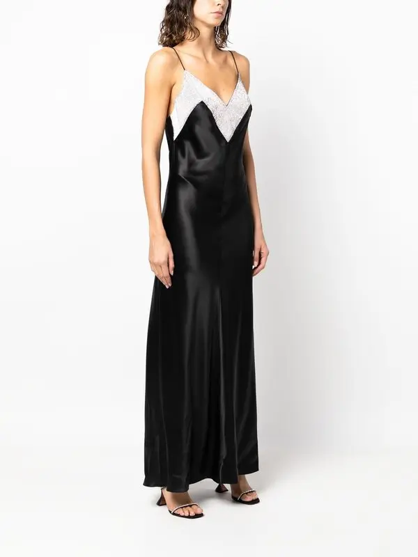 NUE Glittered-trim Slip Dress