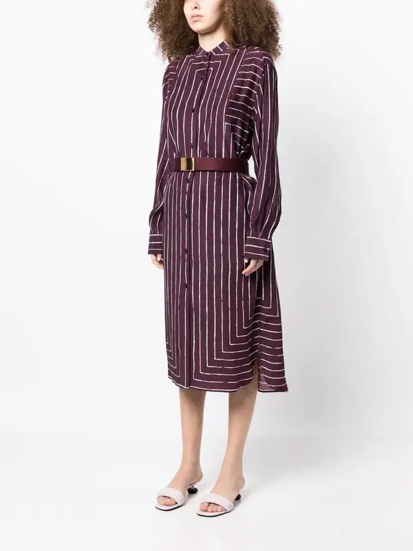 Stella McCartney Striped Silk Midi Shirt Dress
