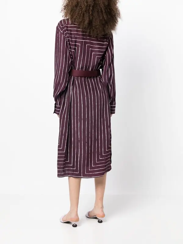 Stella McCartney Striped Silk Midi Shirt Dress