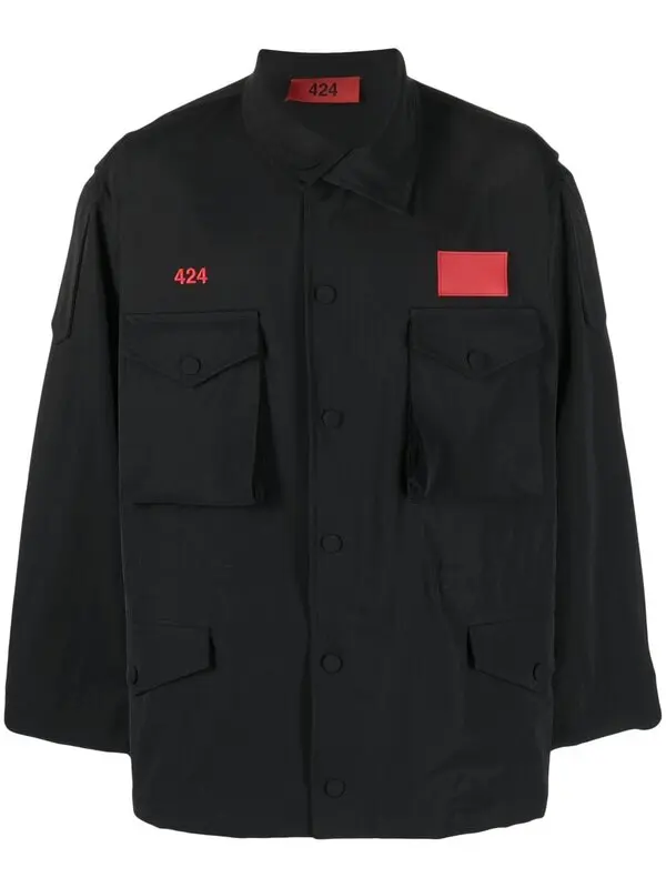 424 Asymmetric Logo-patch Shirt Jacket