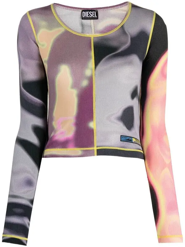 DIESEL® Graphic-print Long-sleeved T-shirt - Grey