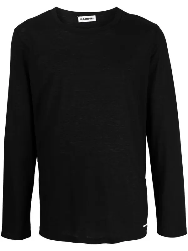 JIL SANDER Long-sleeved Cotton T-shirt - Black
