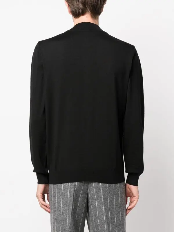 BOSS Fine-knit Zip-up Cardigan - Black