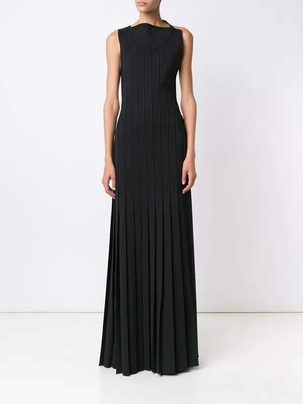 Vera Wang Pleated Plastron Gown
