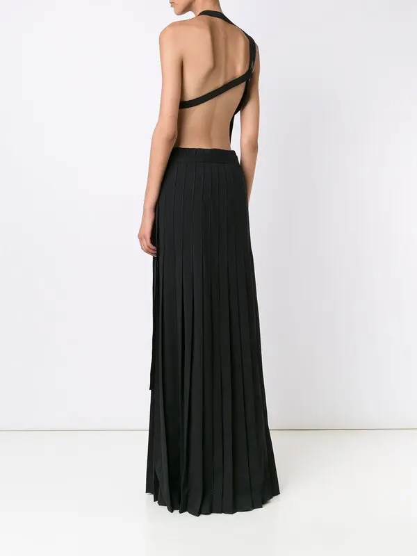 Vera Wang Pleated Plastron Gown