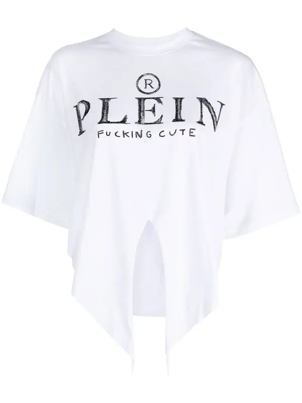 Philipp Plein Embellished-logo Cropped T-shirt