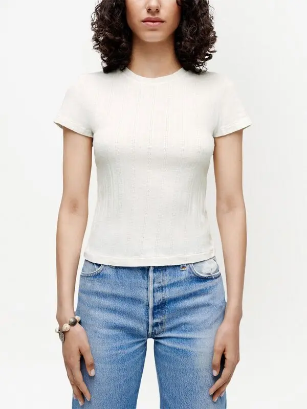 RE/DONE Pointelle-knit Cotton T-shirt