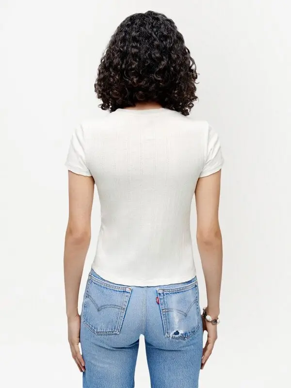 RE/DONE Pointelle-knit Cotton T-shirt