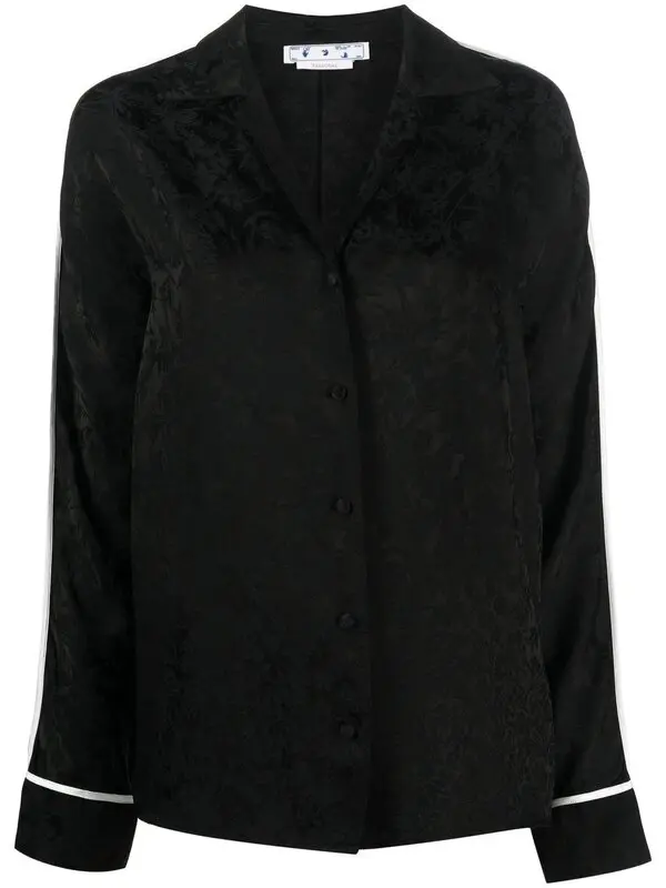 Off-White Floral Jacquard V-neck Blouse
