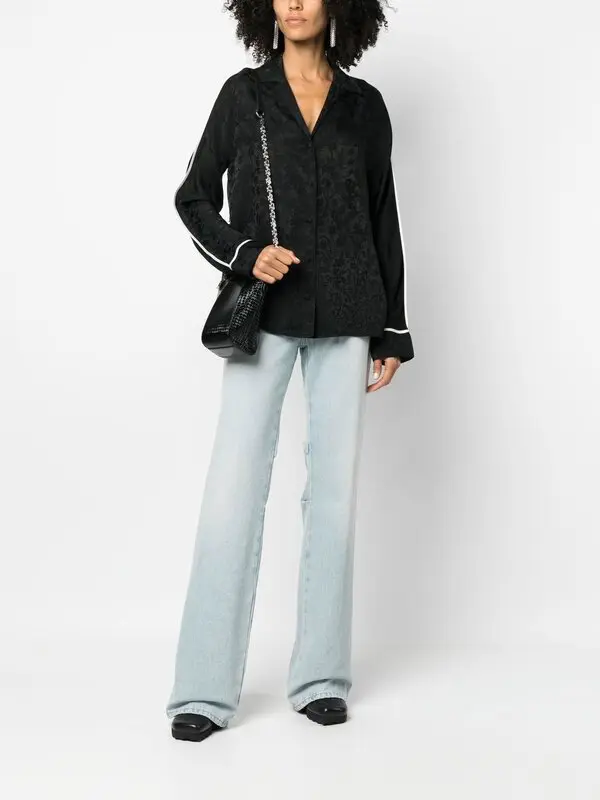 Off-White Floral Jacquard V-neck Blouse