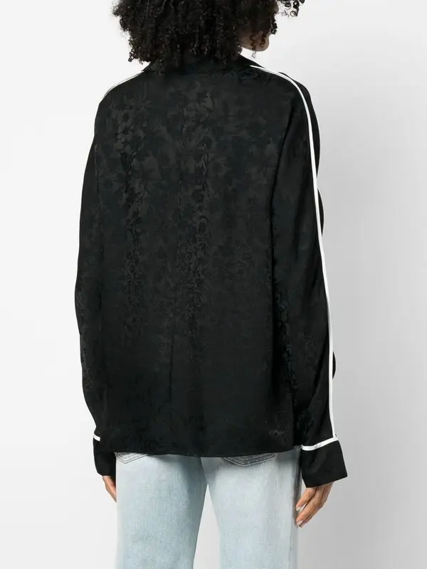 Off-White Floral Jacquard V-neck Blouse