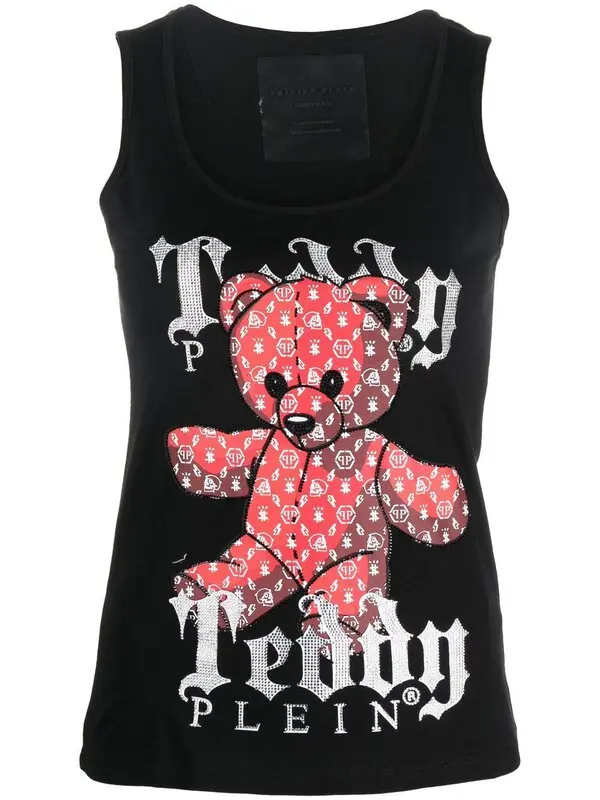 Philipp Plein Teddy Plein Sleeveless Tank Top - Black