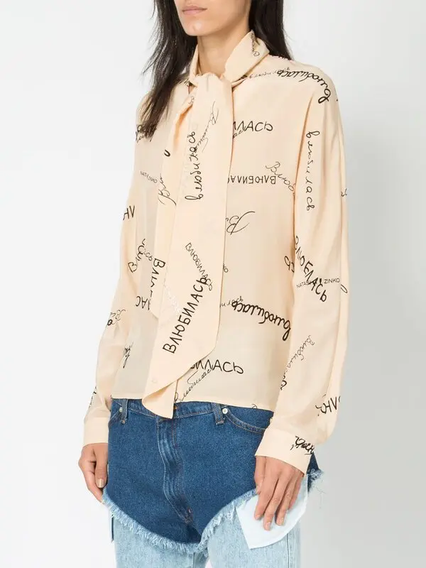 Natasha Zinko Printed Pussy-bow Blouse