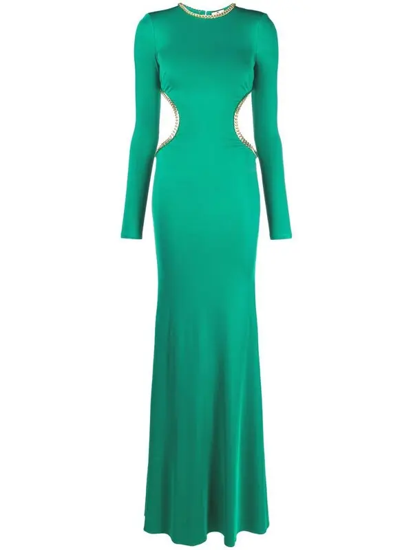 strapless open back dress Elegant Elena Maxi Dress in Emerald
