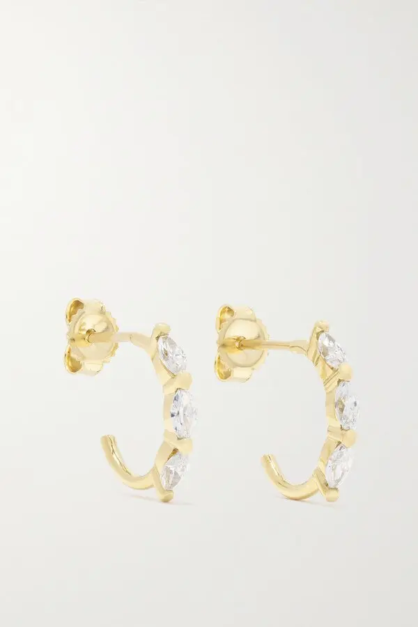 JENNIFER MEYER Mini Marquise 18-karat Diamond Hoop Earrings - Gold