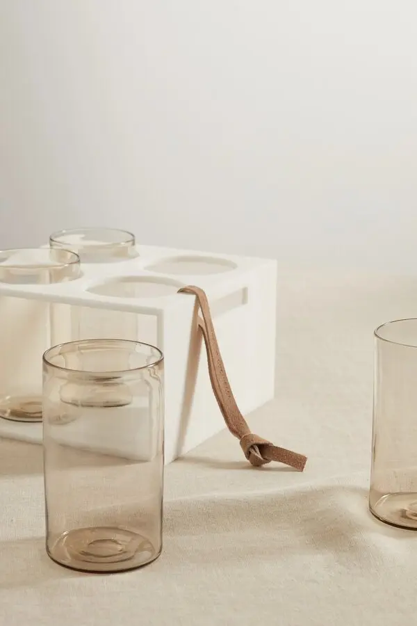 Brunello Cucinelli Set Of Four Water Glasses With Krion Holder