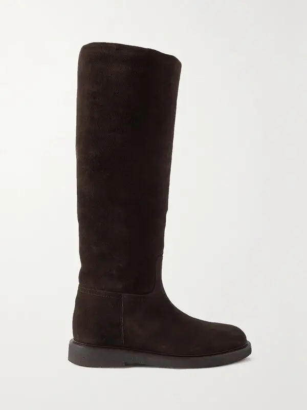 Legres Shearling-lined Suede Knee Boots - Brown