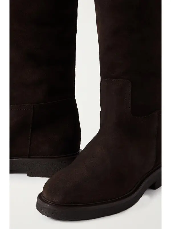 Legres Shearling-lined Suede Knee Boots - Brown