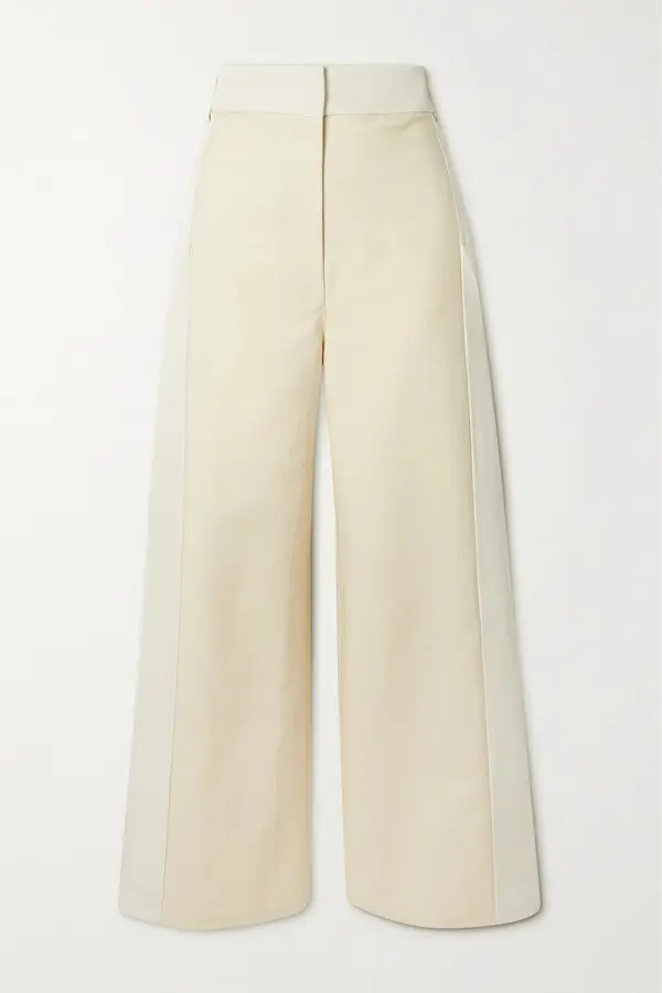 Khaite Leon Paneled Cotton Straight-leg Pants - Off-white