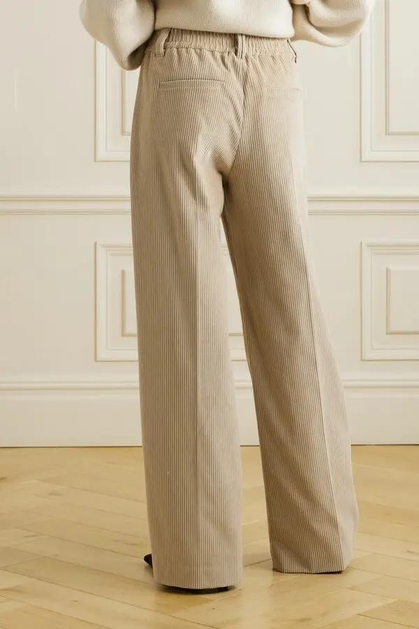 Brunello Cucinelli Cotton-blend Corduroy Wide-leg Pants - Neutrals