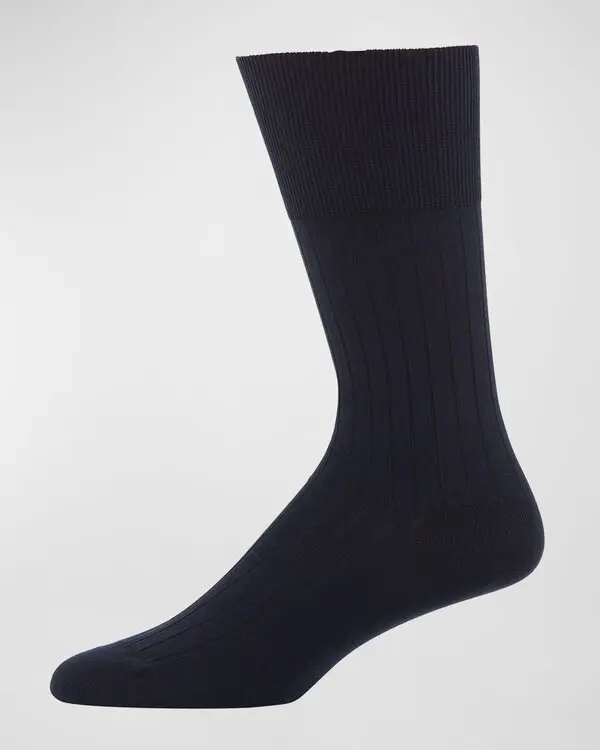 Marcoliani Rib-knit Socks - Navy