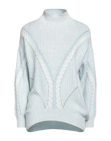 N.O.W. ANDREA ROSATI CASHMERE Turtleneck Lightweight Knit Top - Sky Blue