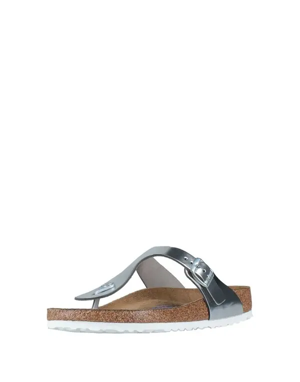 BIRKENSTOCK Thong Sandal In Soft Leather - Silver