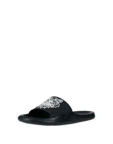 Kenzo Rubber Slides With Printed Logo - Black